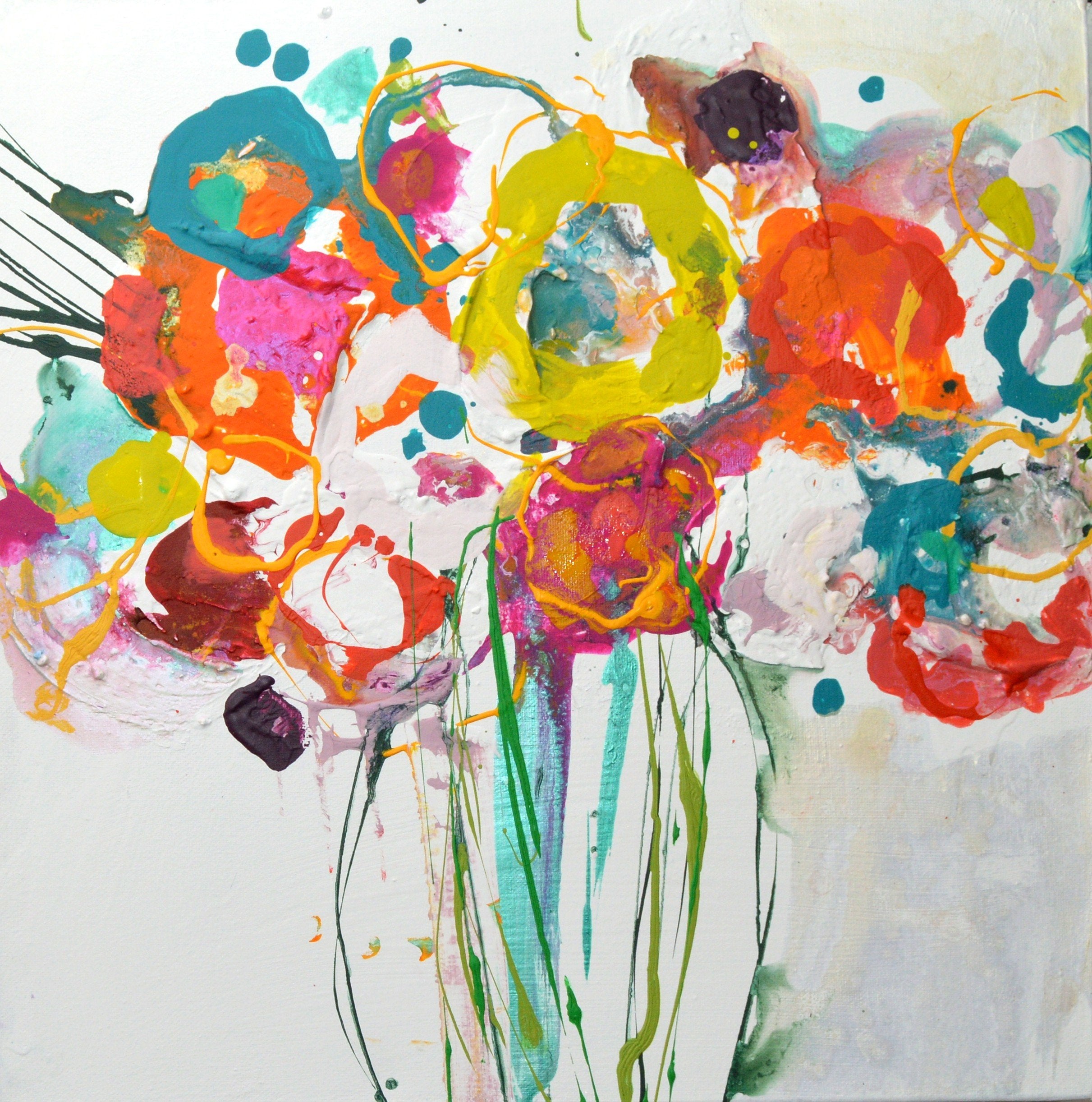Abstract Flower Art - Original Paintings By Caroline Ashwood
